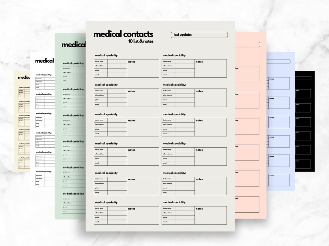 Medical Contact List for Personal & Family Use: Organize Medical ...