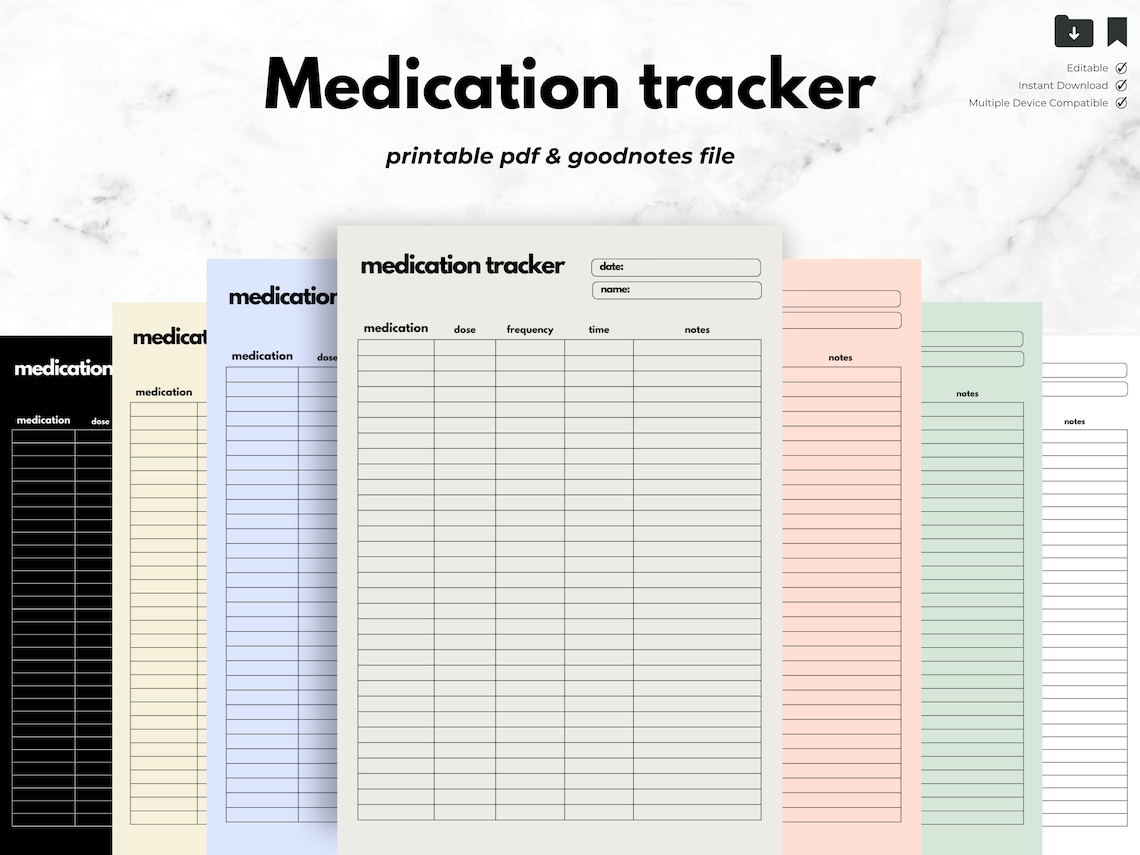 Medication Tracker Printable Template: Editable Medication Digital ...