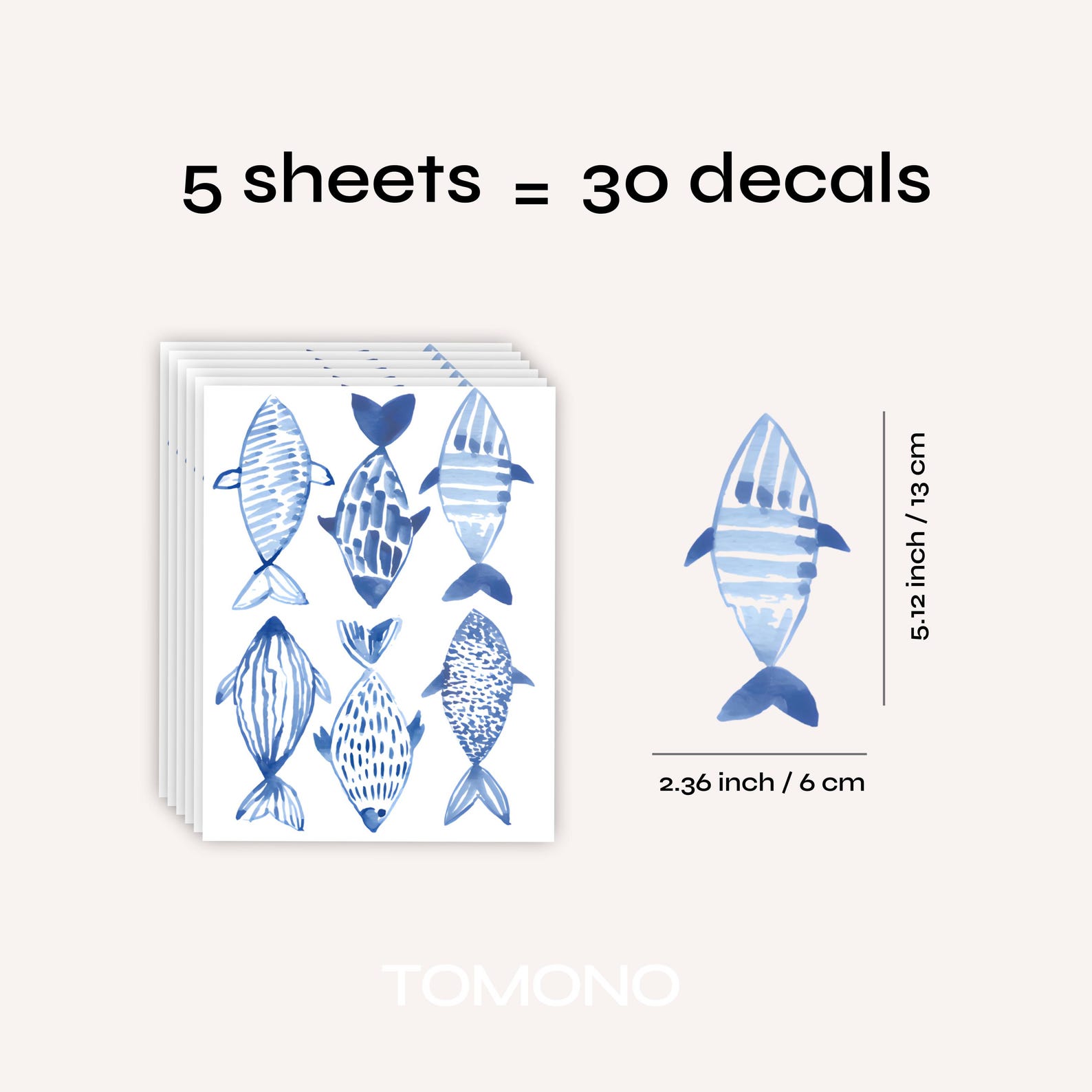 Coastal Watercolor Fish Decals – Peel & Stick Modern Farmhouse Boho ...