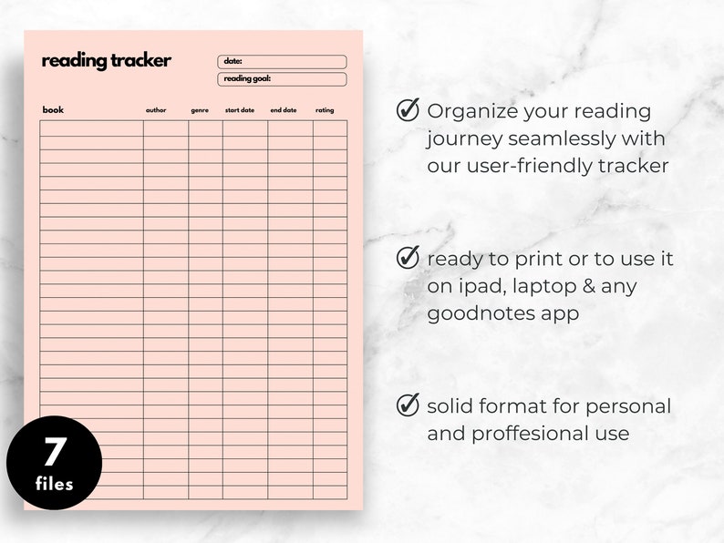 Book Reading Tracker Template, Downloadable Planner, Bookworm Organizer ...