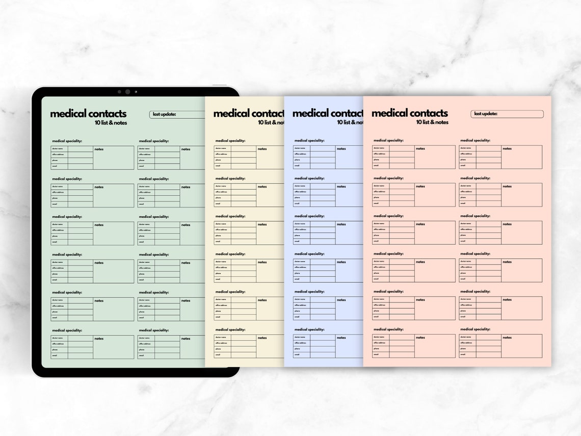 Medical Contact List for Personal & Family Use: Organize Medical ...