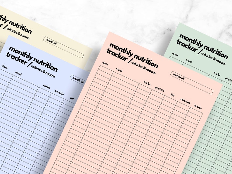Printable Monthly Nutrition Tracker Calorie & Macro Journal Diet ...