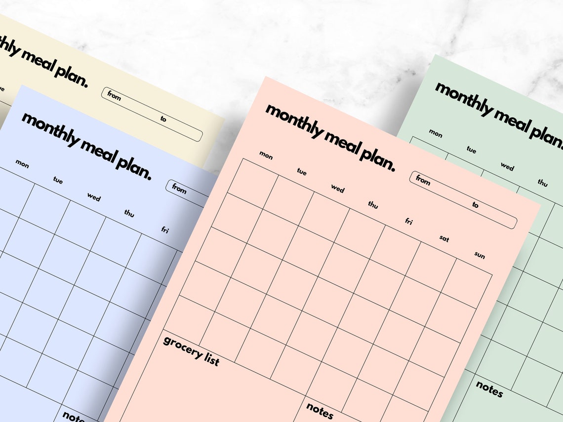 Monthly Meal Prep Planner Template, Printable PDF Meal Plan, Organize ...
