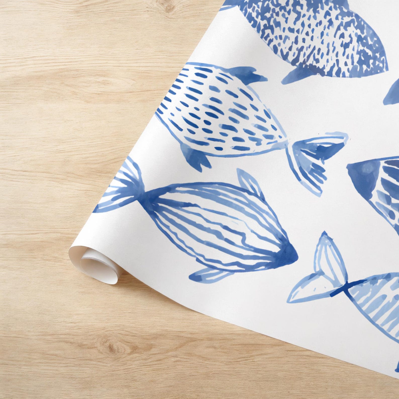 Blue Watercolor Fish Decals – Peel & Stick Aquarium Art, School of Fish ...