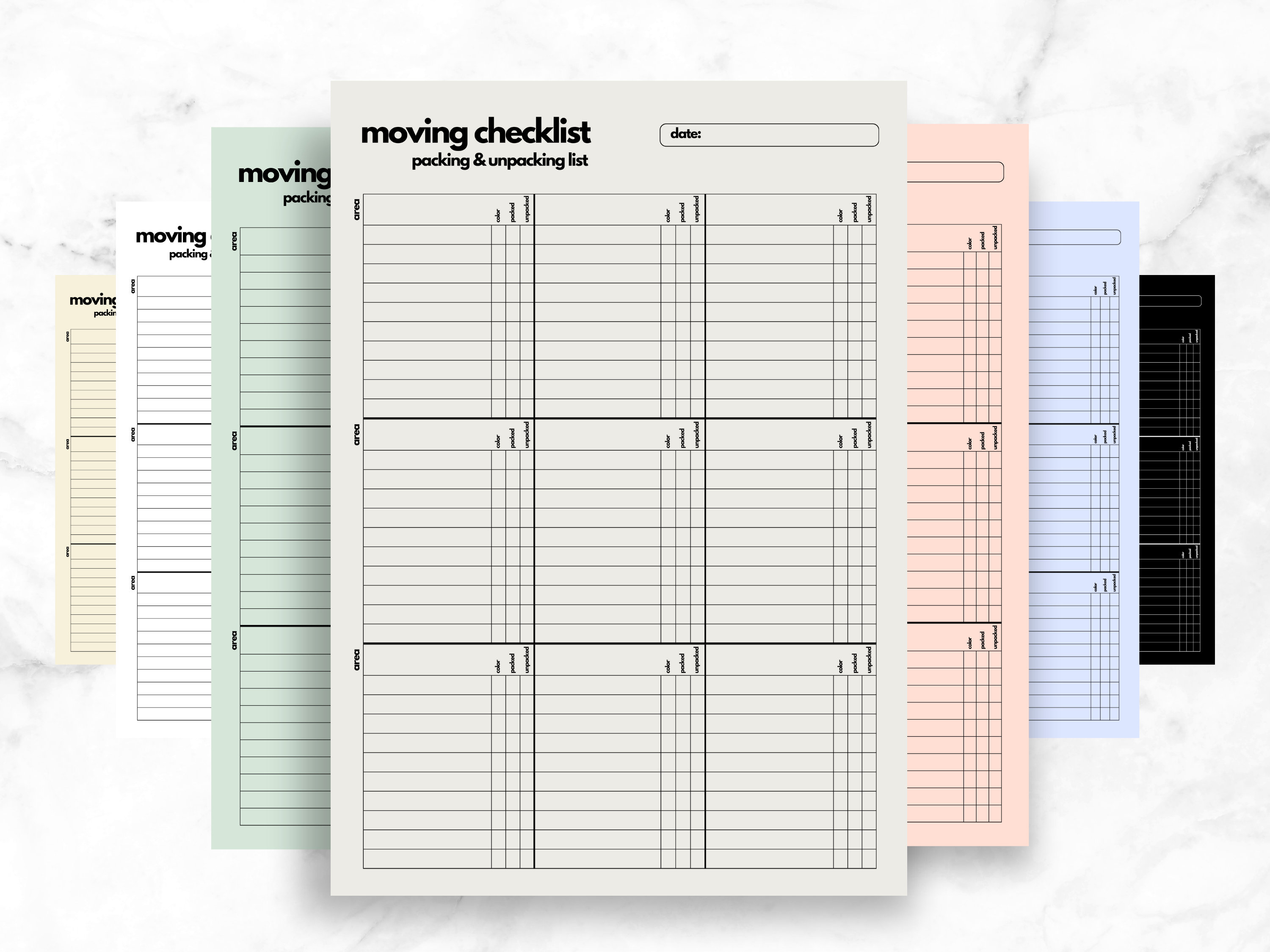 Pre-filled Packing & Unpacking Checklist for Moving or Relocation ...