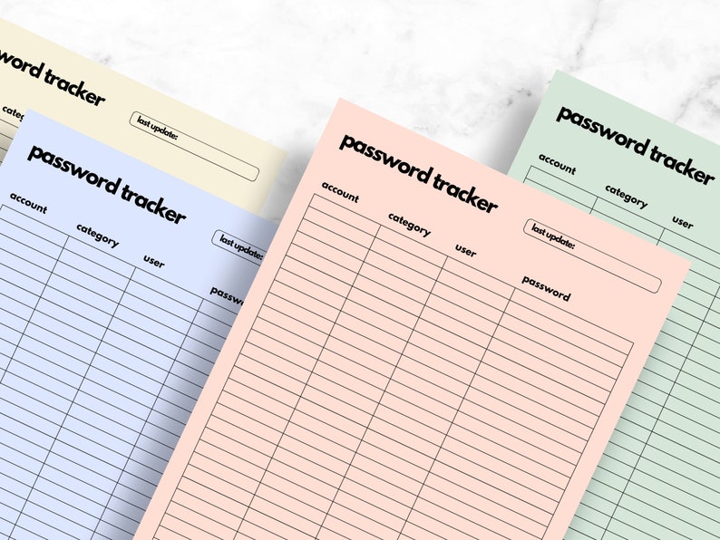 Digital Password Tracker Log Secure Password Organizer Minimalist ...