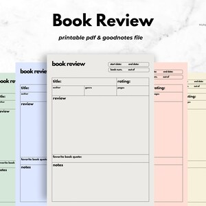 Book Review Printable PDF Template, Organizational Tool for Readers ...