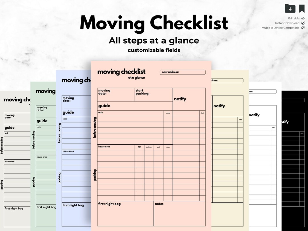 Moving Checklist Printable, Moving Planner, Relocation Planner, Moving ...