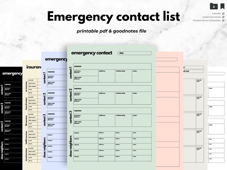Emergency Contact List for Personal & Family Use: Organize Essential ...