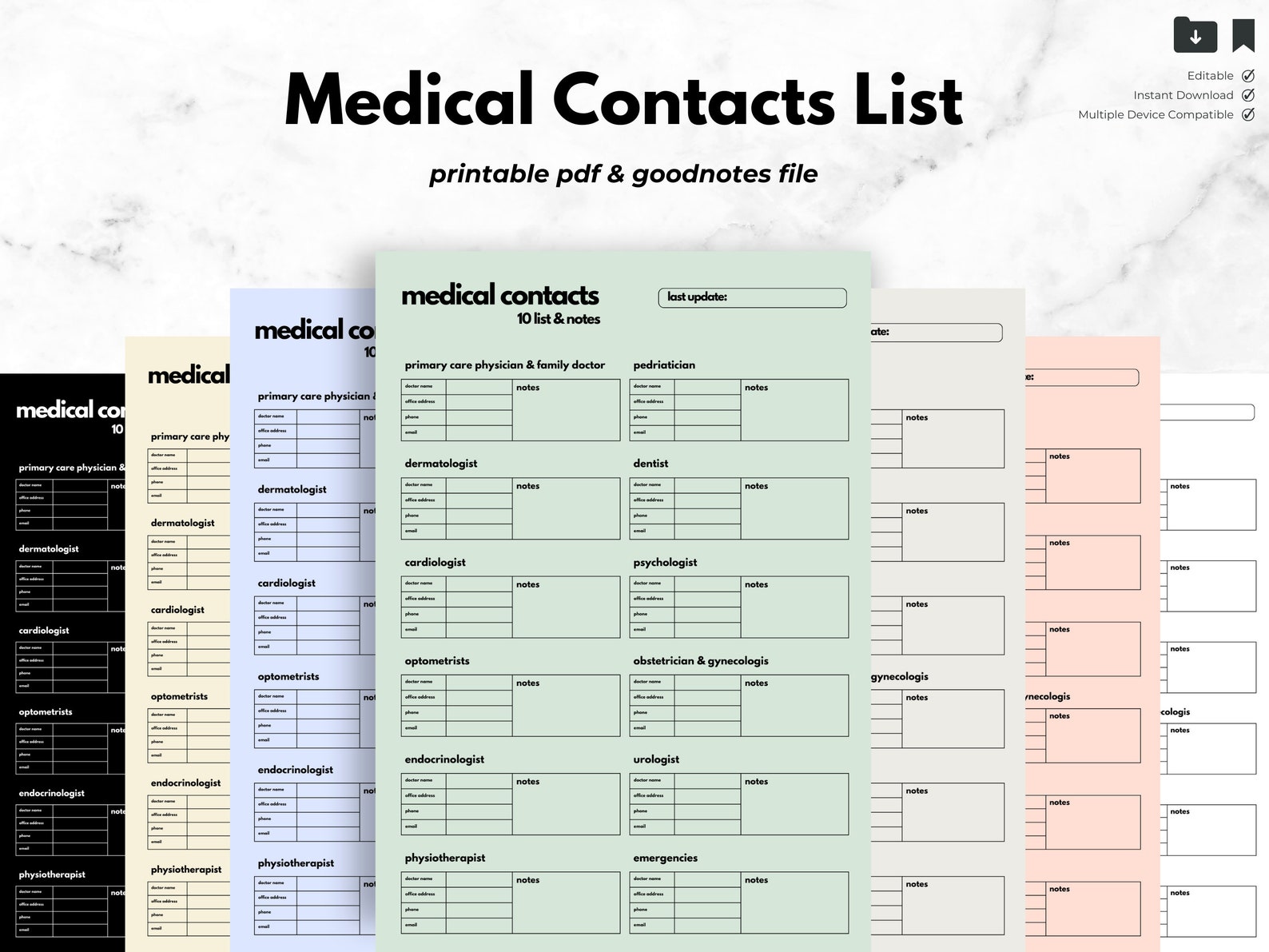 Medical Contact List for Personal & Family Use: Organize Medical ...