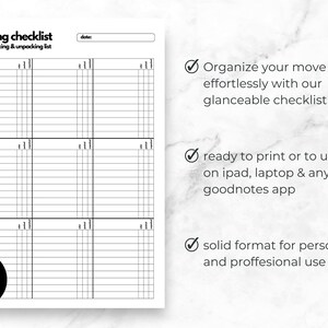 Pre-filled Packing & Unpacking Checklist for Moving or Relocation ...