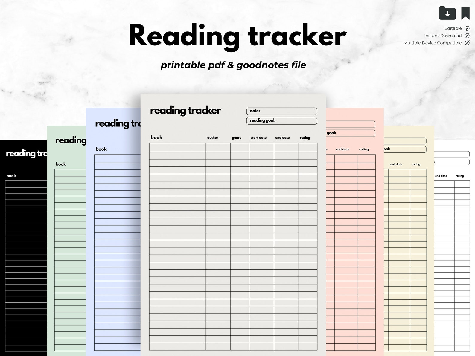 Book Reading Tracker Template, Downloadable Planner, Bookworm Organizer ...