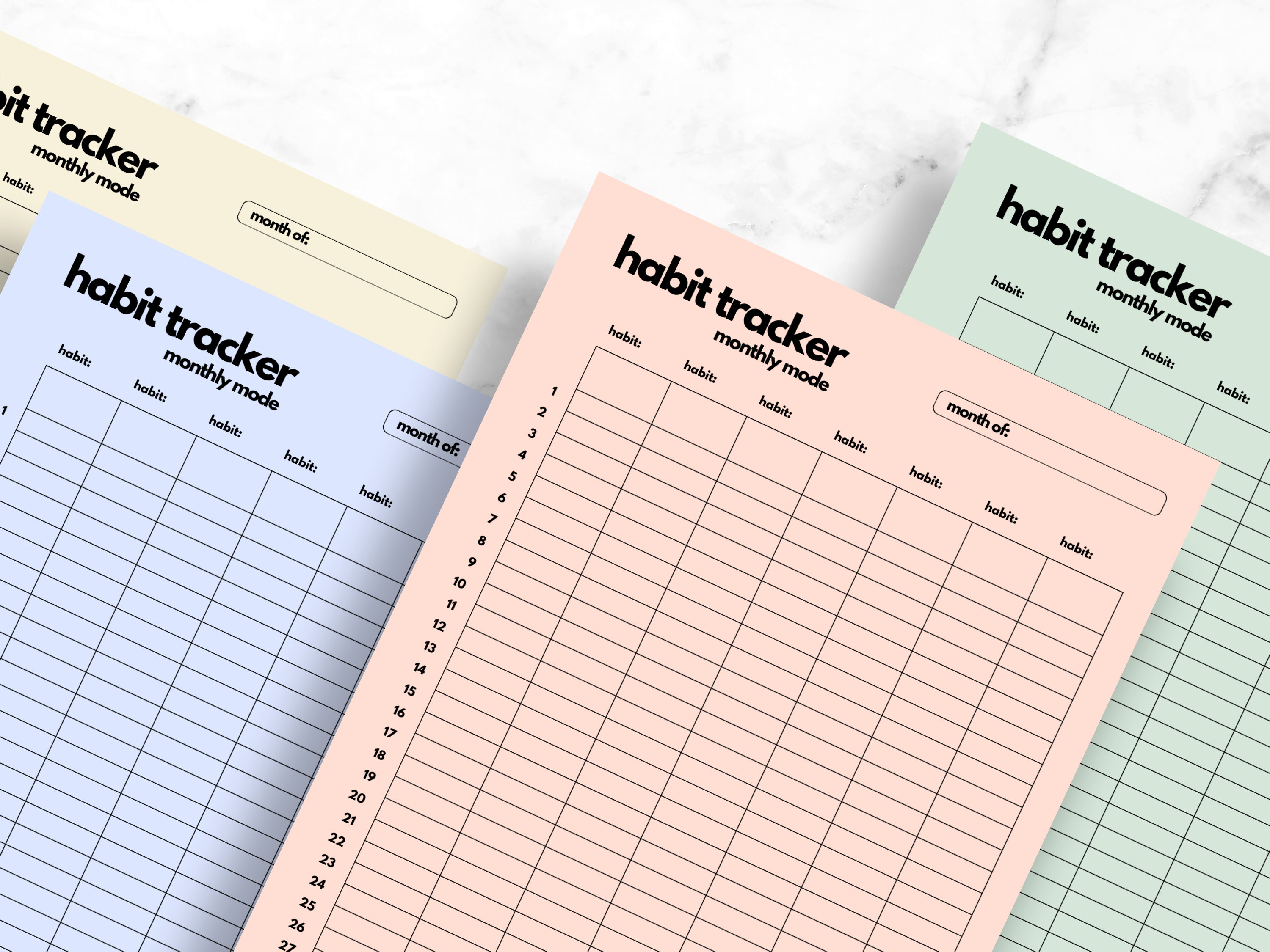 Habit Tracker WEEKLY & MONTHLY Layout Customizable Design Colors ...