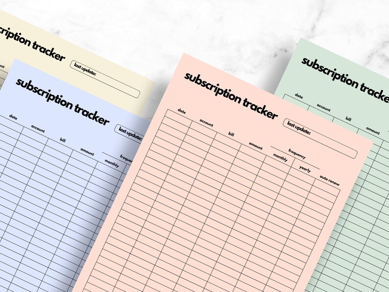 Subscription Tracker Printable: Organize Your Bills & Manage Finances ...