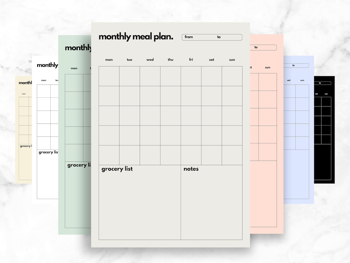 Monthly Meal Prep Planner Template, Printable PDF Meal Plan, Organize ...