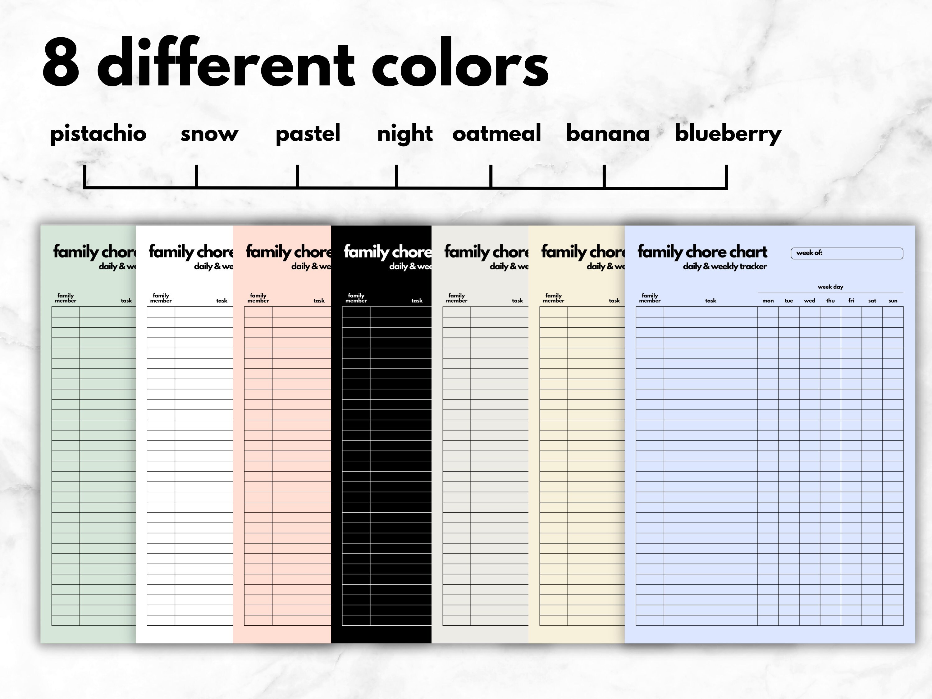 Printable Family Chore Chart Template Easy-to-use Weekly Household Task ...