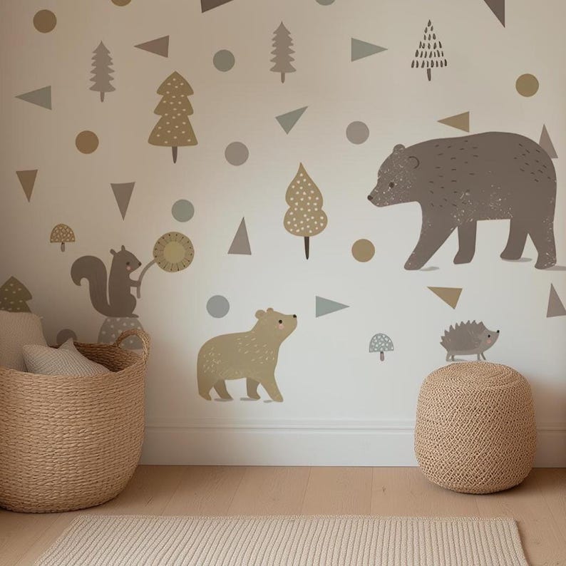 Woodland Animal Wall Decals: Scandi Forest Peel and Stick Stickers - Etsy