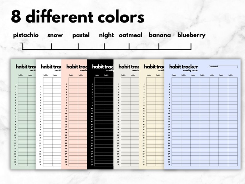 Habit Tracker WEEKLY & MONTHLY Layout Customizable Design Colors ...