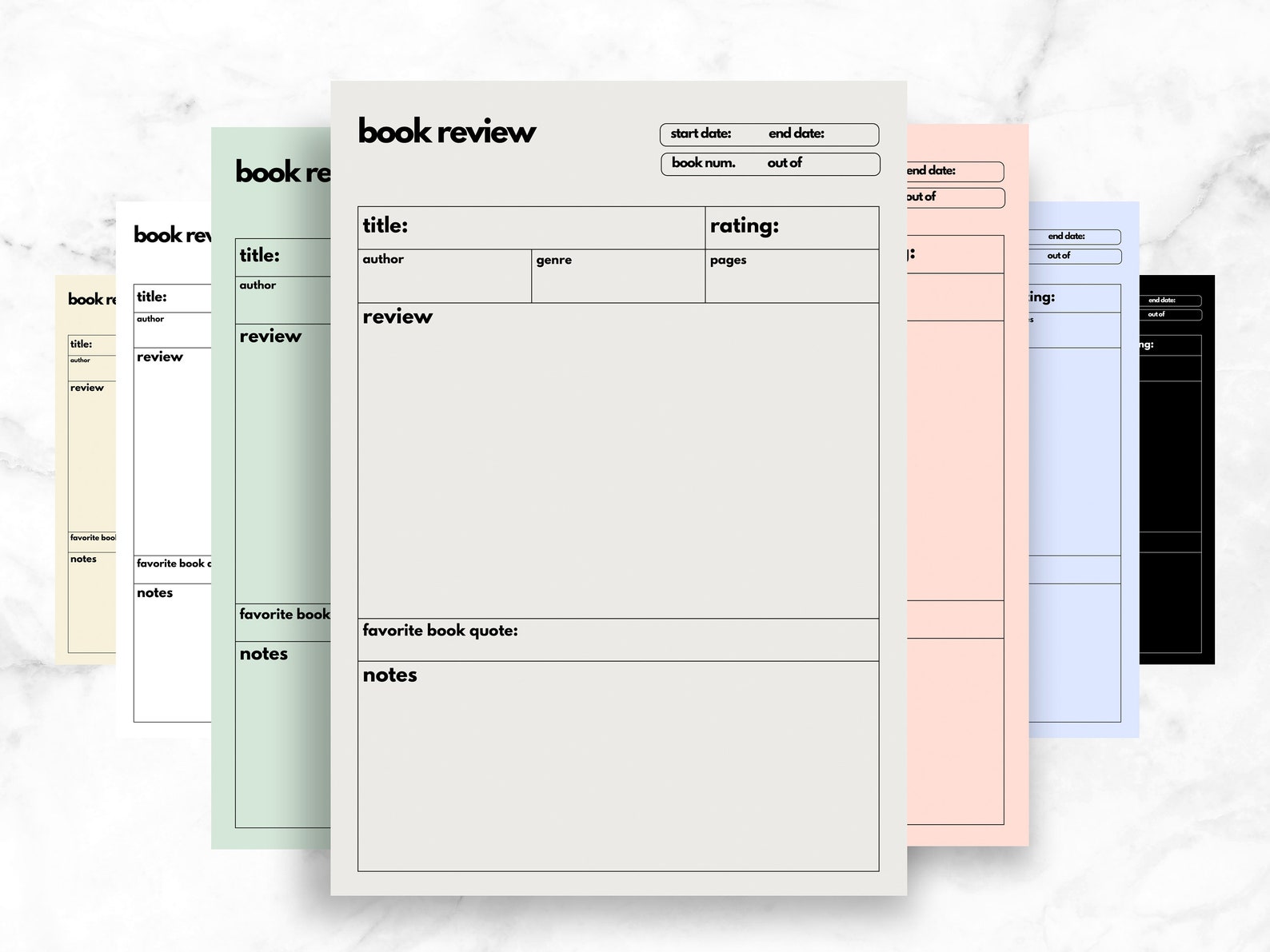 Book Review Printable PDF Template, Organizational Tool for Readers ...