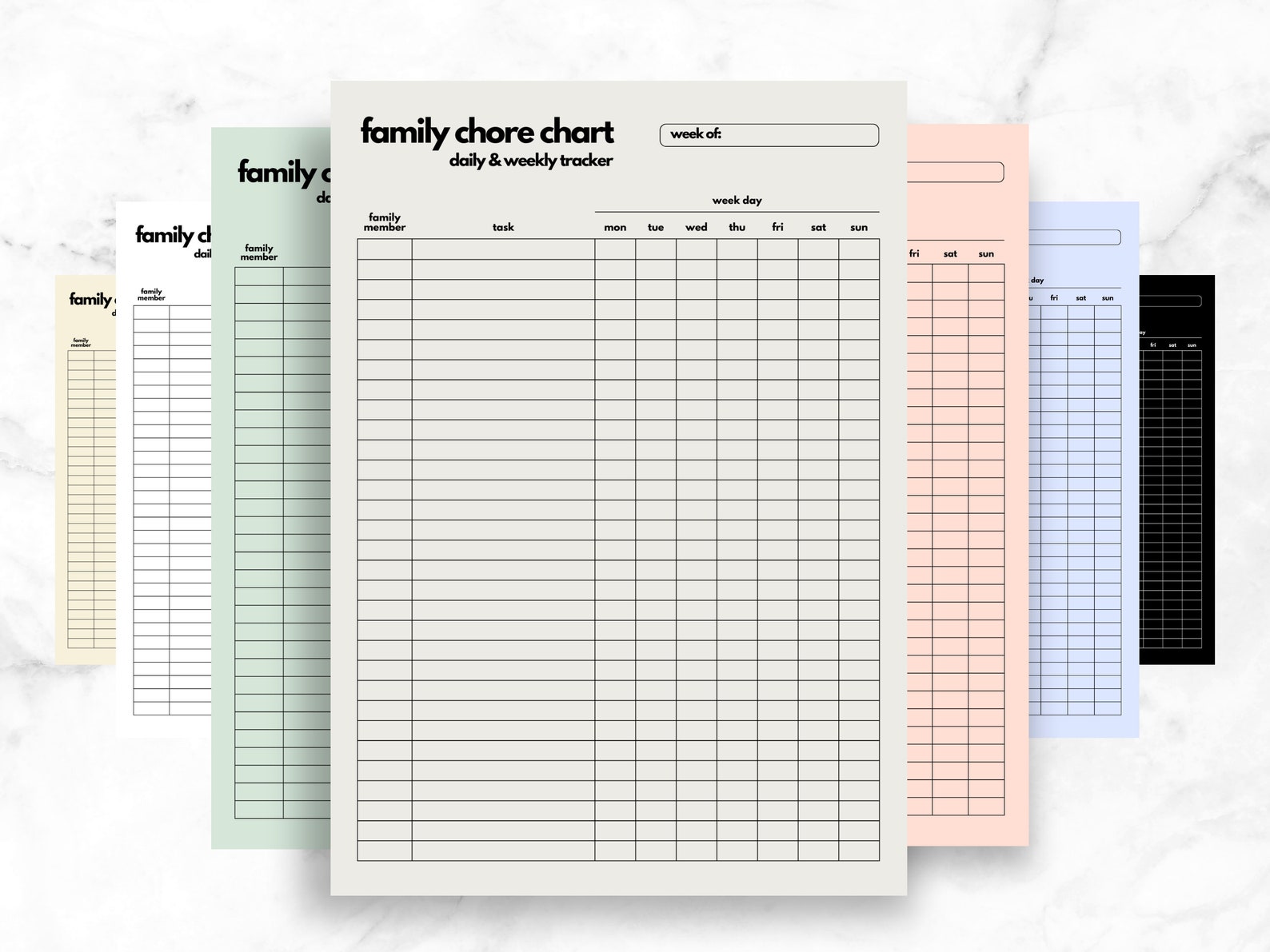 Printable Family Chore Chart Template Easy-to-use Weekly Household Task ...