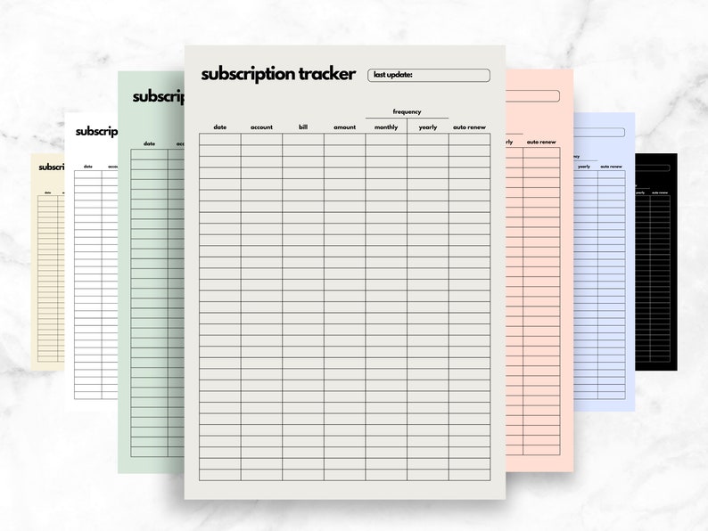 Subscription Tracker Printable: Organize Your Bills & Manage Finances ...