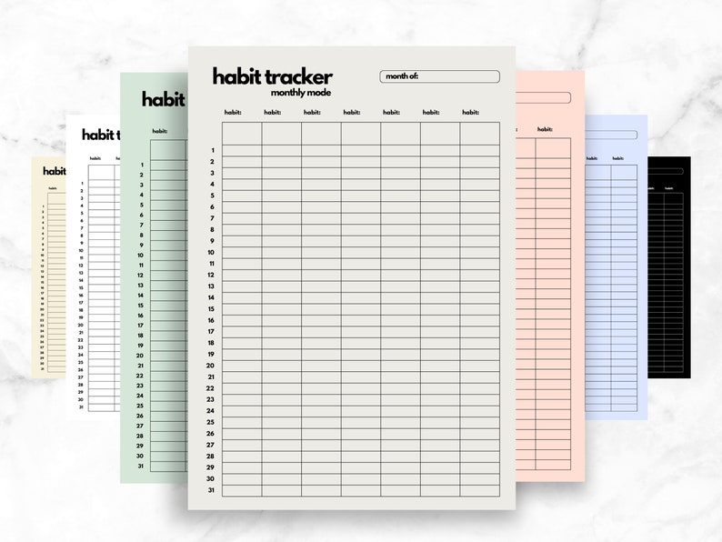 Habit Tracker WEEKLY & MONTHLY Layout Customizable Design Colors ...
