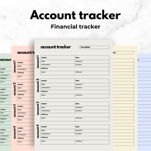 Printable Account Tracker Template for Personal Finance, Multiple ...