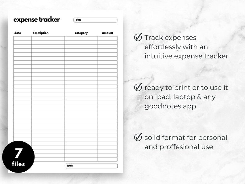 Expense Tracker Printable, Editable Spending Tracker, Digital, Spending ...