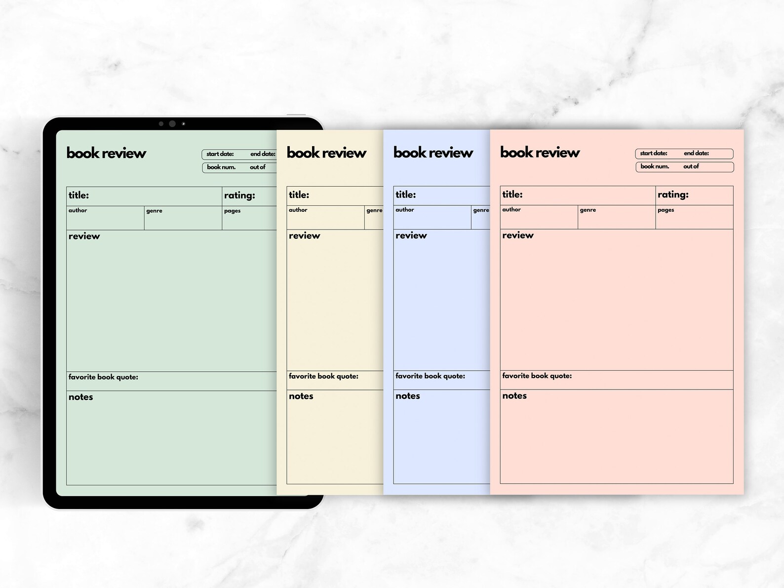 Book Review Printable PDF Template, Organizational Tool for Readers ...