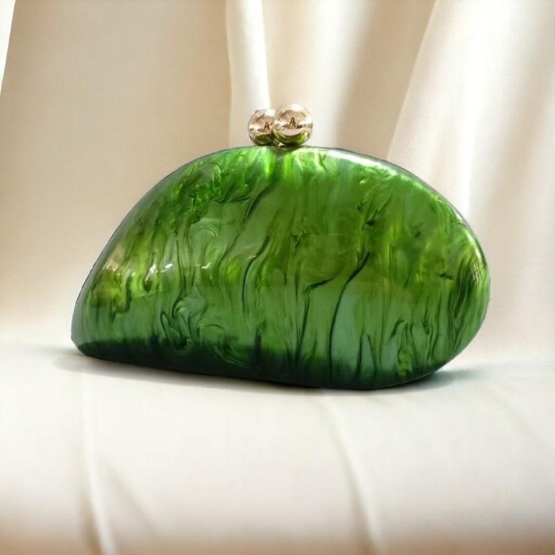 Emerald Green Shell Clutch Bag Elegant Bridal Purse Chic Evening ...
