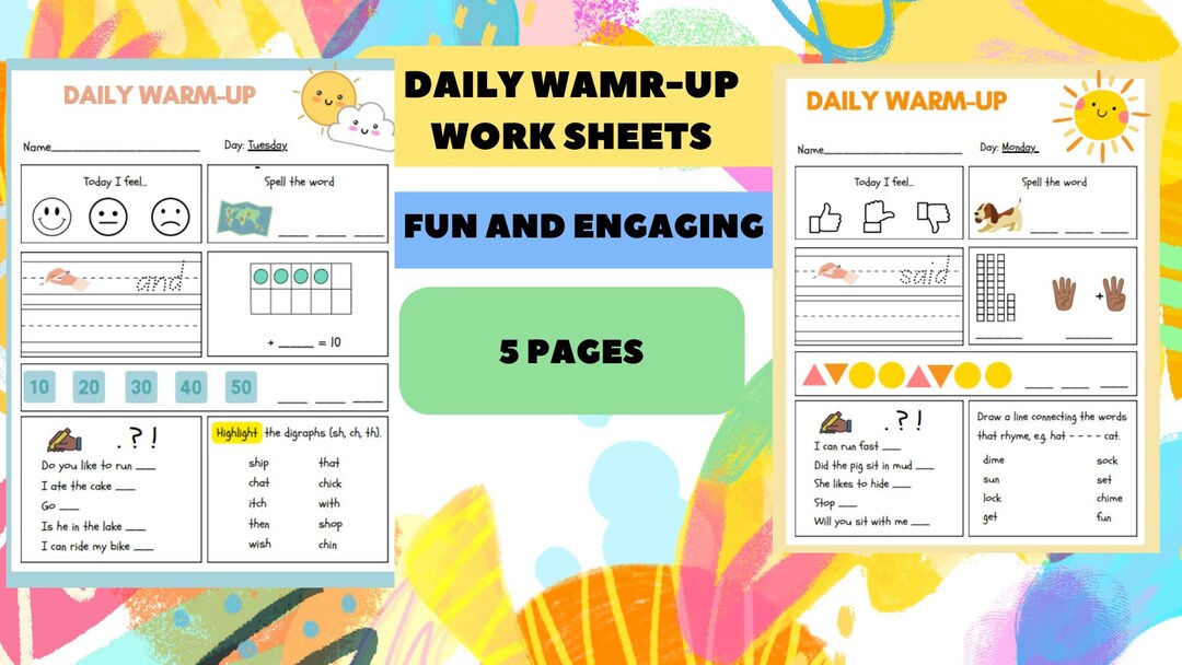 Printable Fun Daily Worksheet for Little Kids Kindergartners First ...