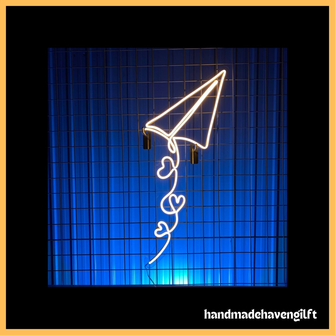 Airplane Paper Neon Sign, Airplane Led Sign, Airplane Neon Light, Plane ...