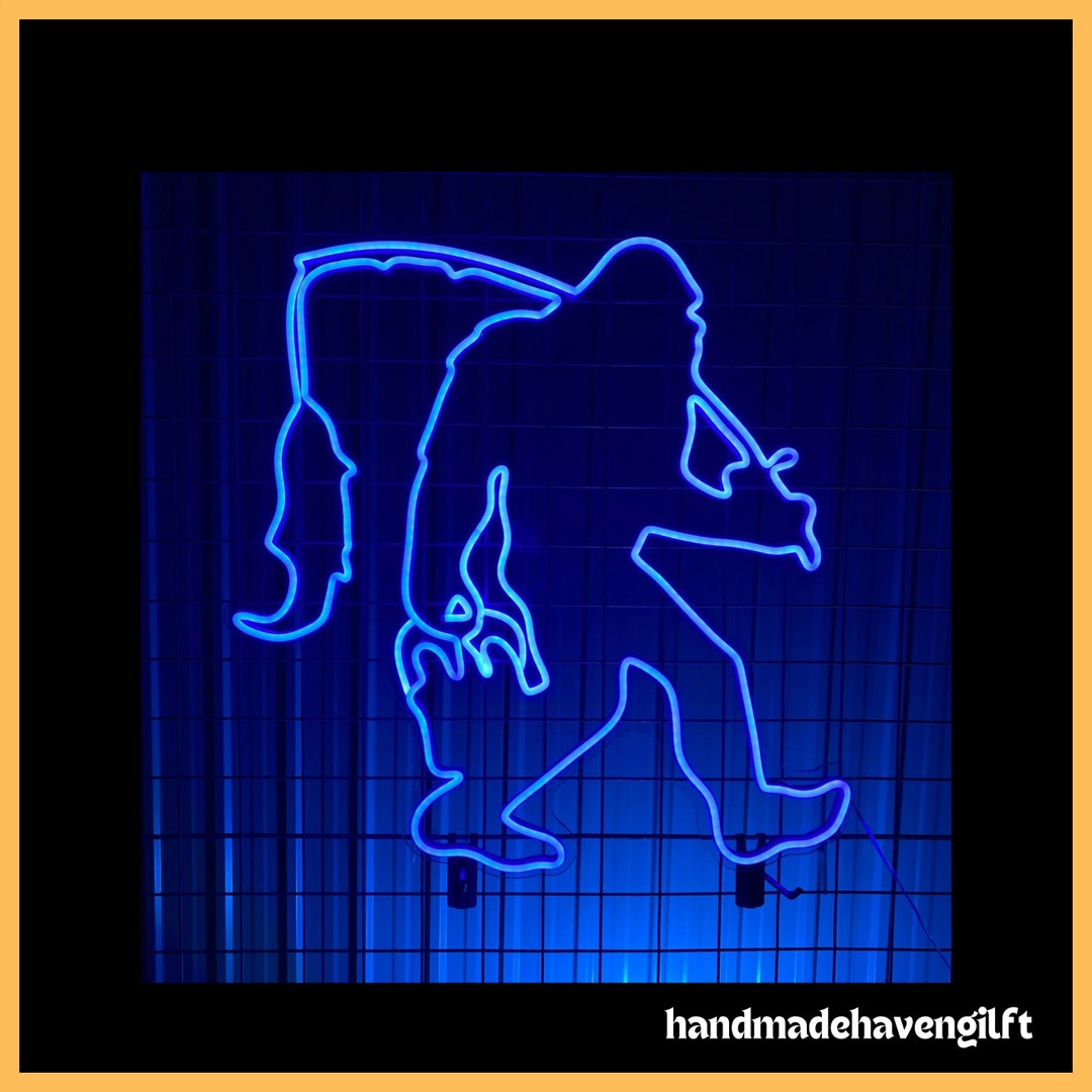 Bigfoot Fishing Neon Sign, Bigfoot Led Light, Sasquatch Catch Fish Neon ...
