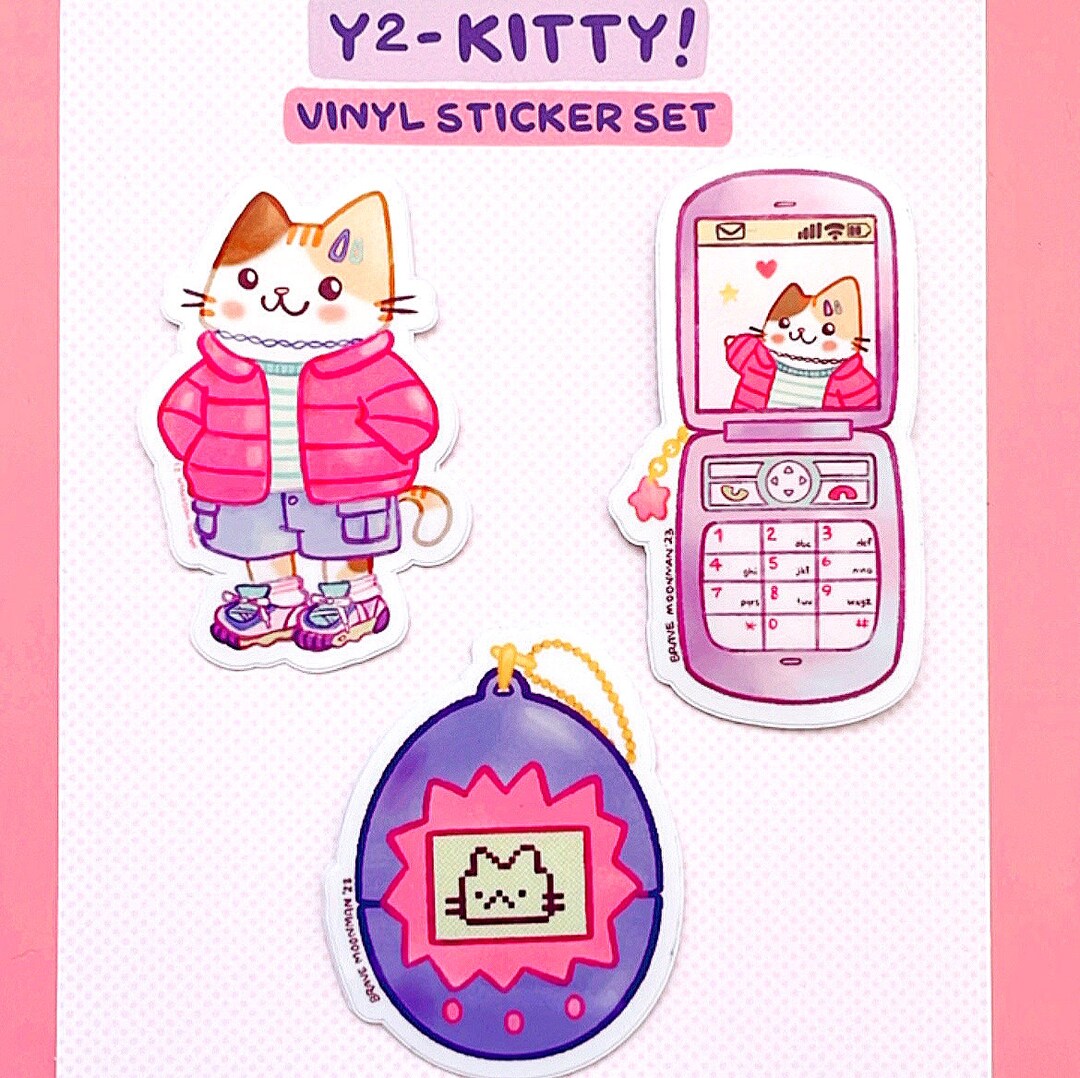 Y2K Cat Vinyl Sticker Set - 90s Stickers 00s Stickers - Etsy