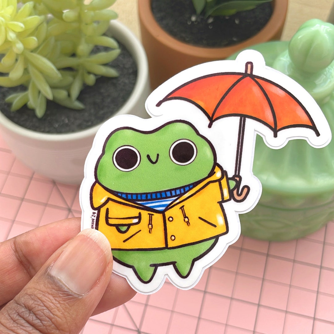 Cute Frog Sticker Cute Froggy Sticker Frog in a Raincoat Rainy Day ...