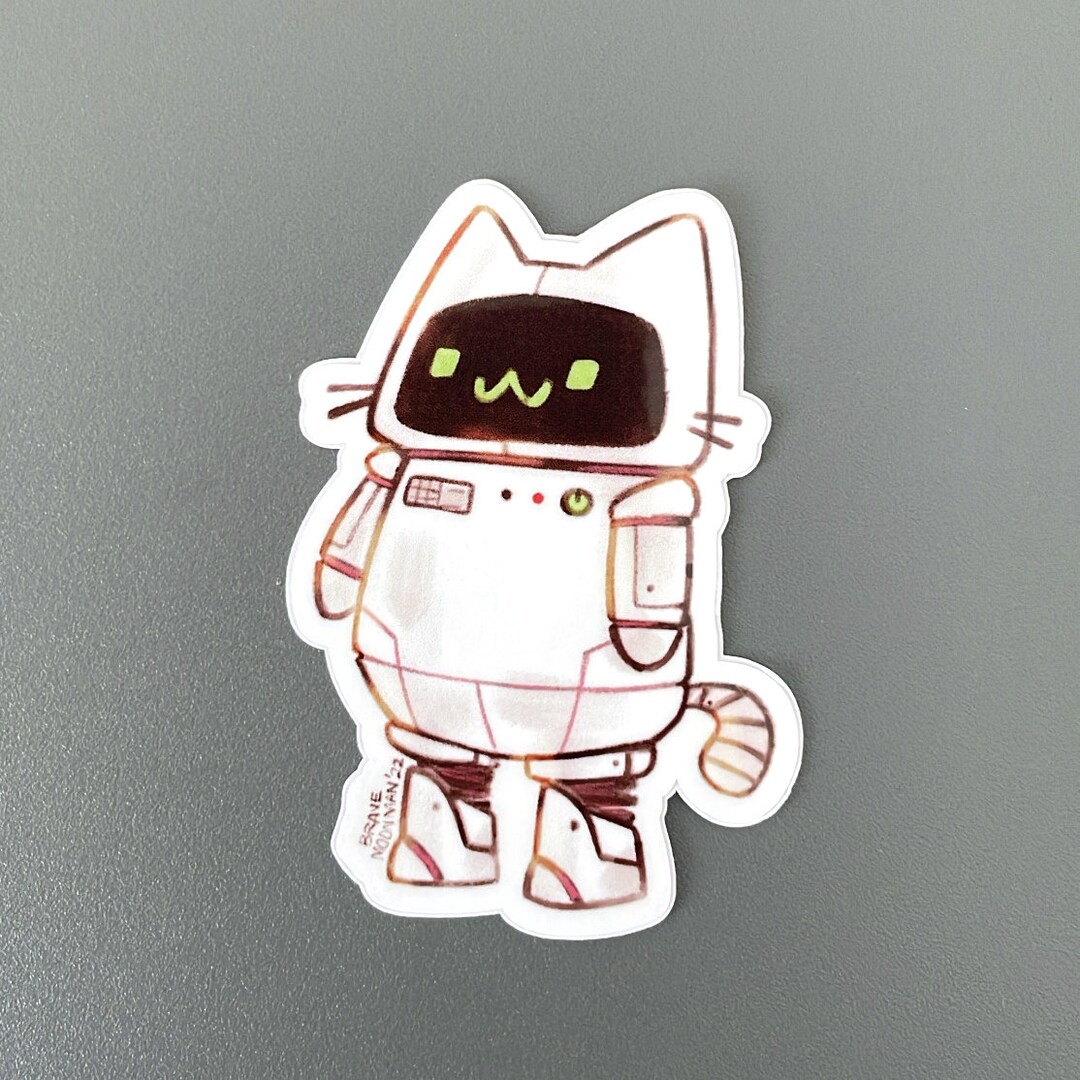 Robot Cat Sticker - Cute Robot Sticker, Gift for Him - Etsy