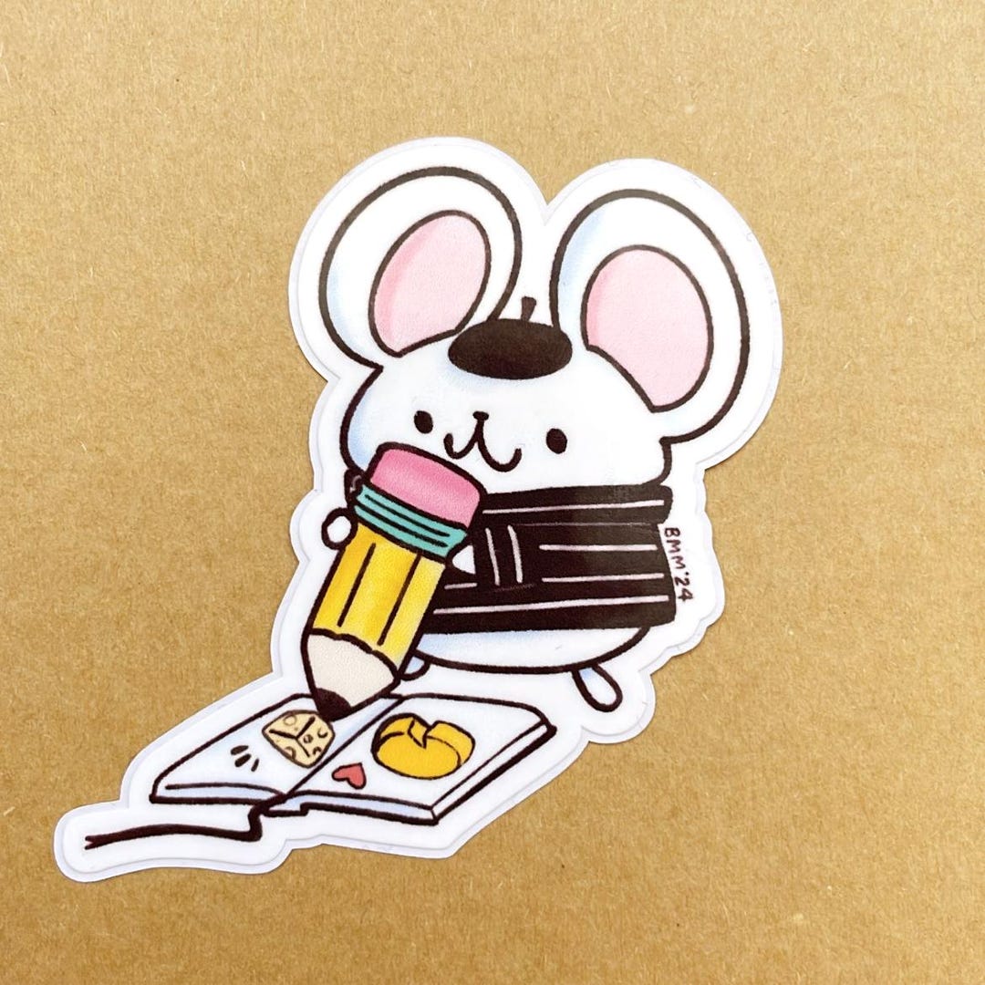Artist Mouse Vinyl Sticker - Cute Sketchbook Sticker, Art Lover Gift - Etsy