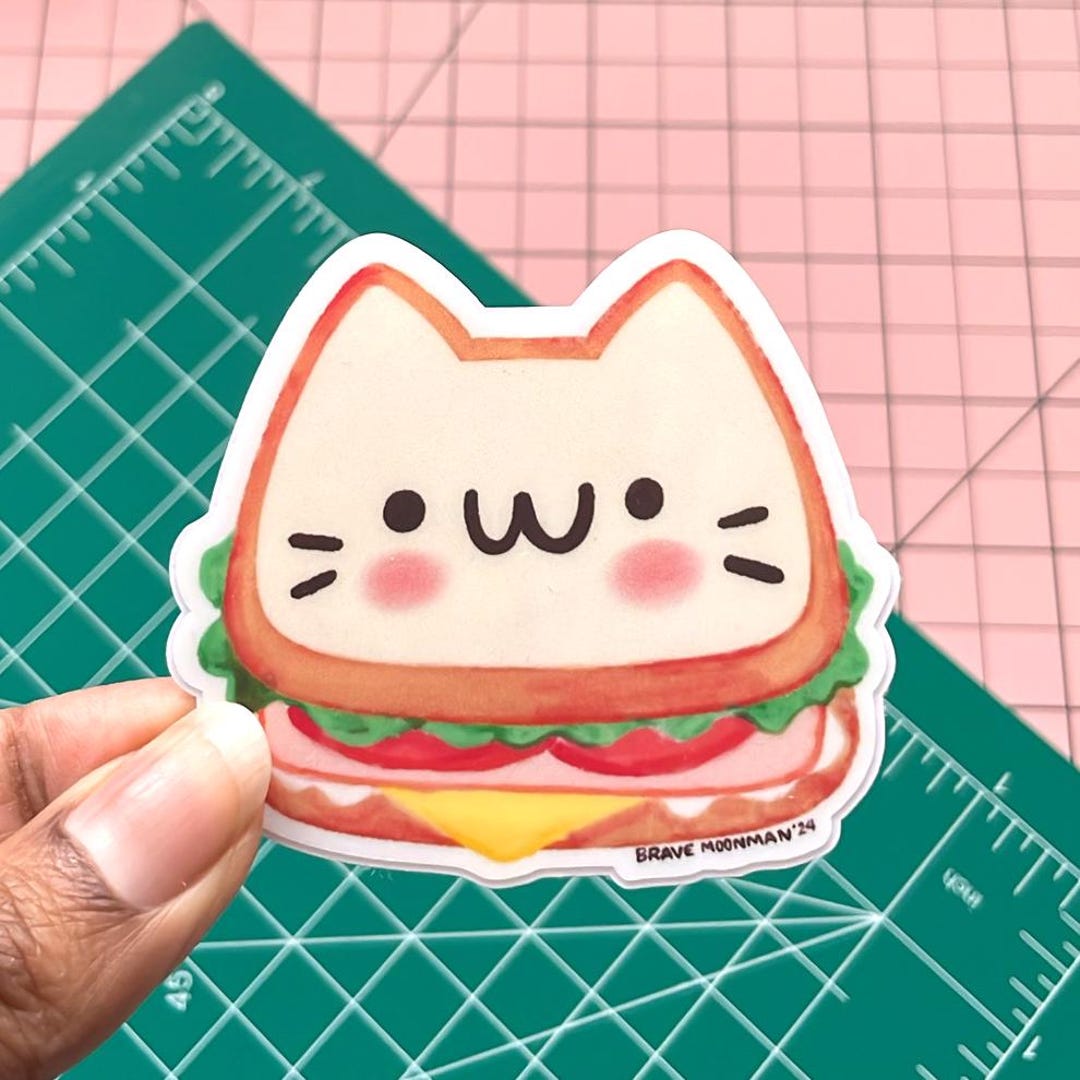 Cute Cat Sandwich Sticker - Kawaii Sandwich Sticker Cute Kawaii Food ...