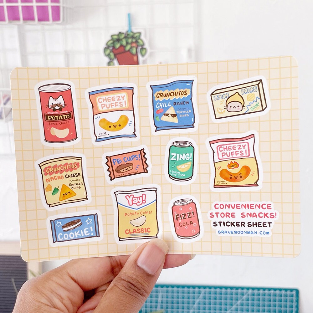Kawaii Snacks Sticker Sheet Junk Food Stickers Cute Potato - Etsy