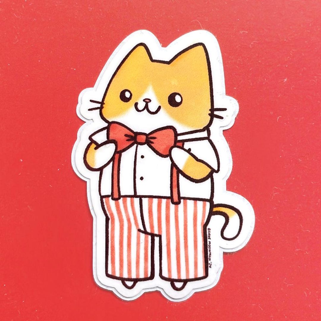 Red Bowtie Cat Sticker, Cat With Bowtie Sticker Dapper Cat Sticker ...