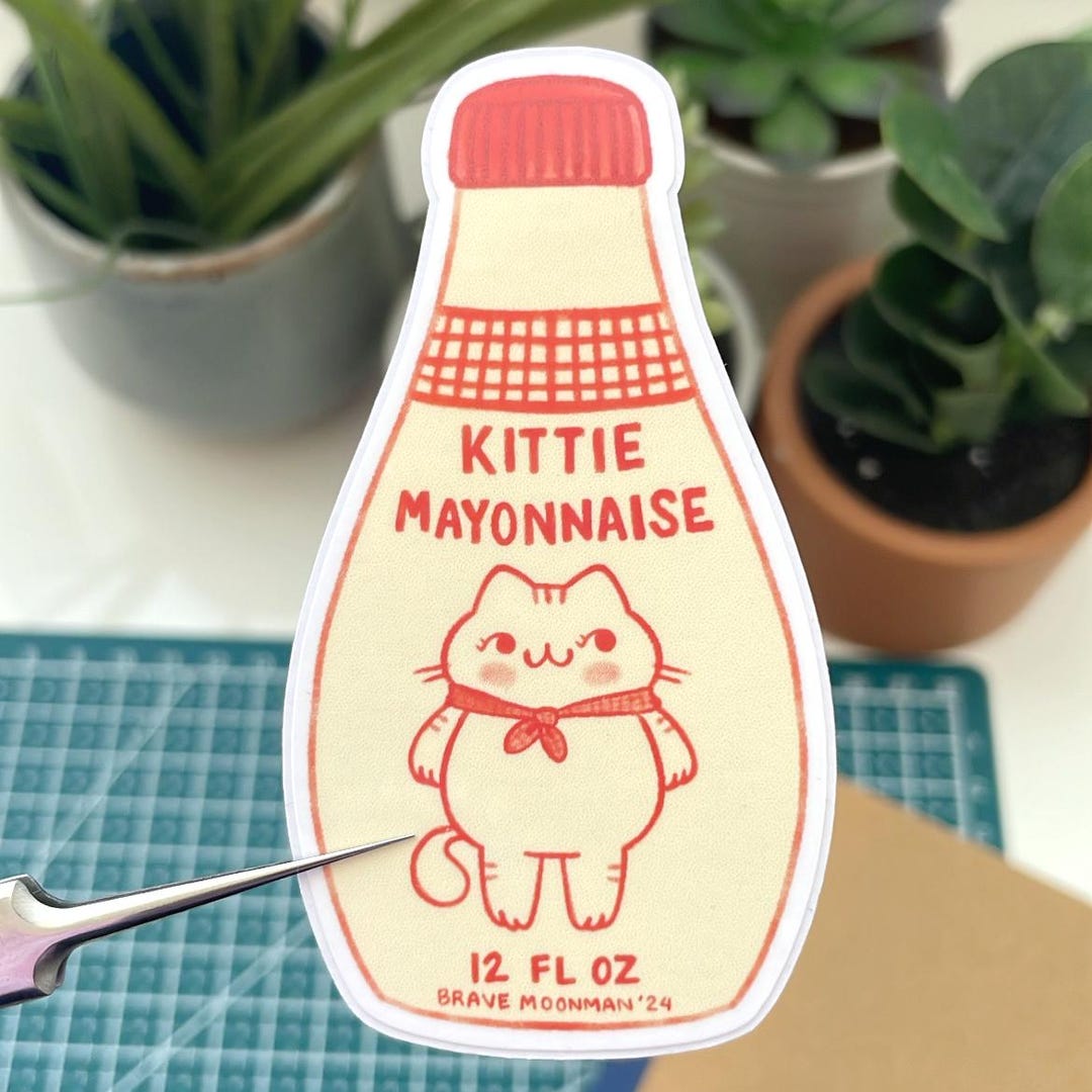 Cat Kewpie Mayo Sticker Kitty Mayo, Cute Condiment Sticker - Etsy