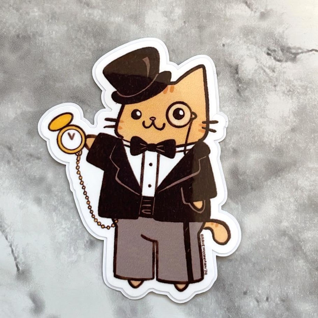 Old Timey Cat Vinyl Sticker Top Hat Cat Sticker, Funny Cat Sticker - Etsy