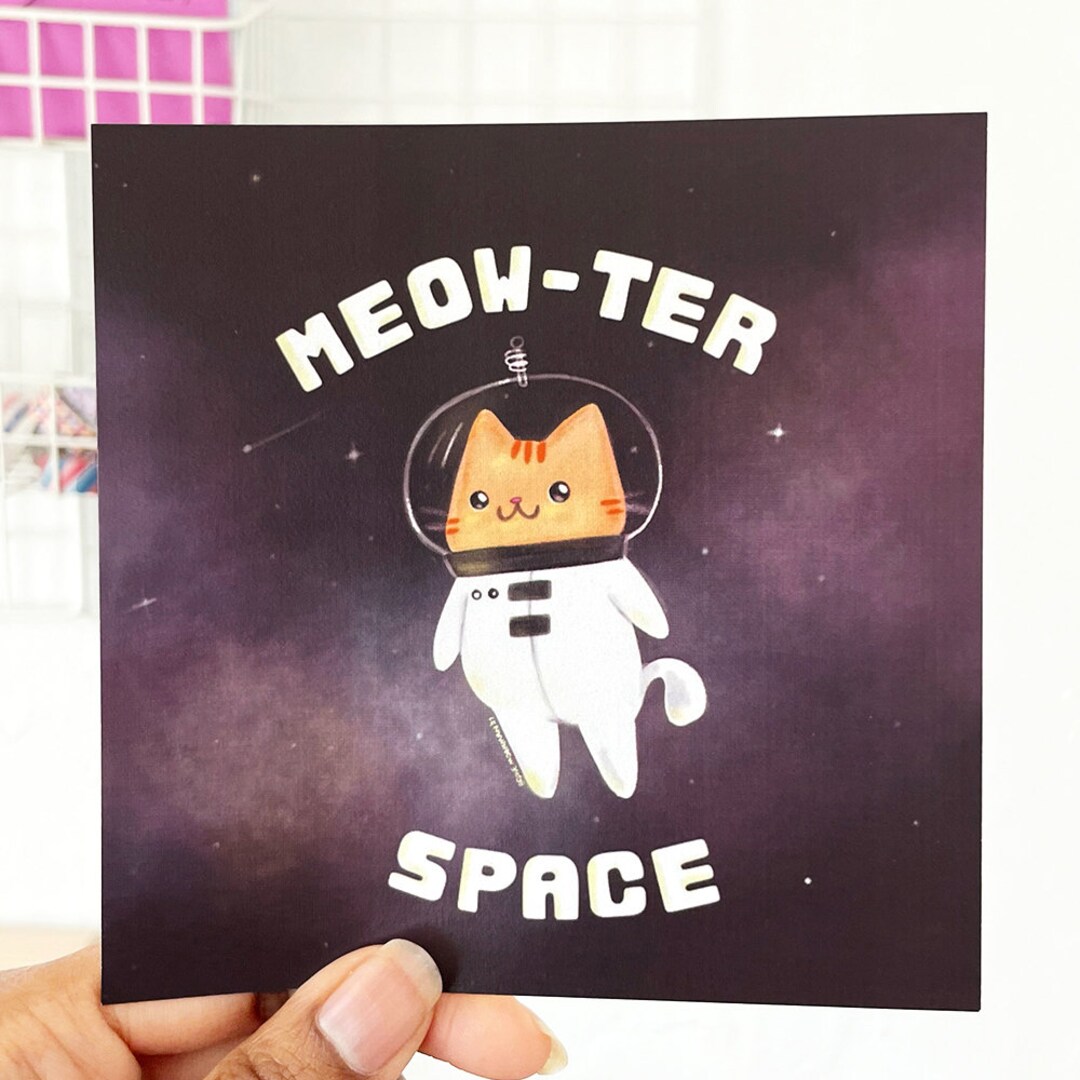 Space Kitty Art Print Meowter Space, Cat Pun, Cute Art Gift - Etsy
