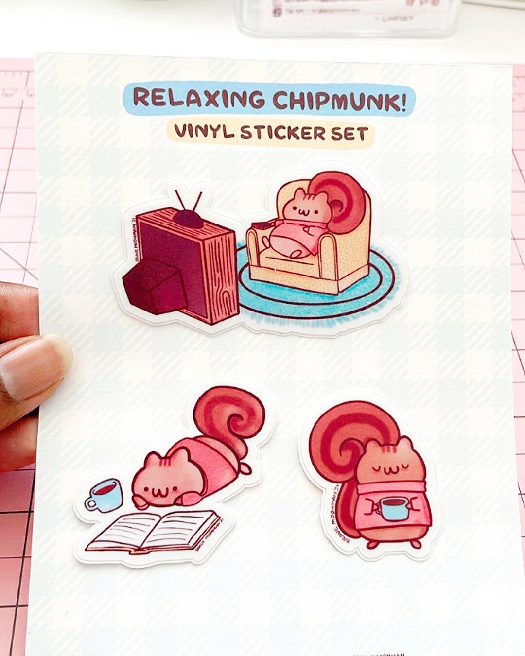Relaxing Chipmunk Sticker Set - Cozy Critter Stickers, Cute Animal ...