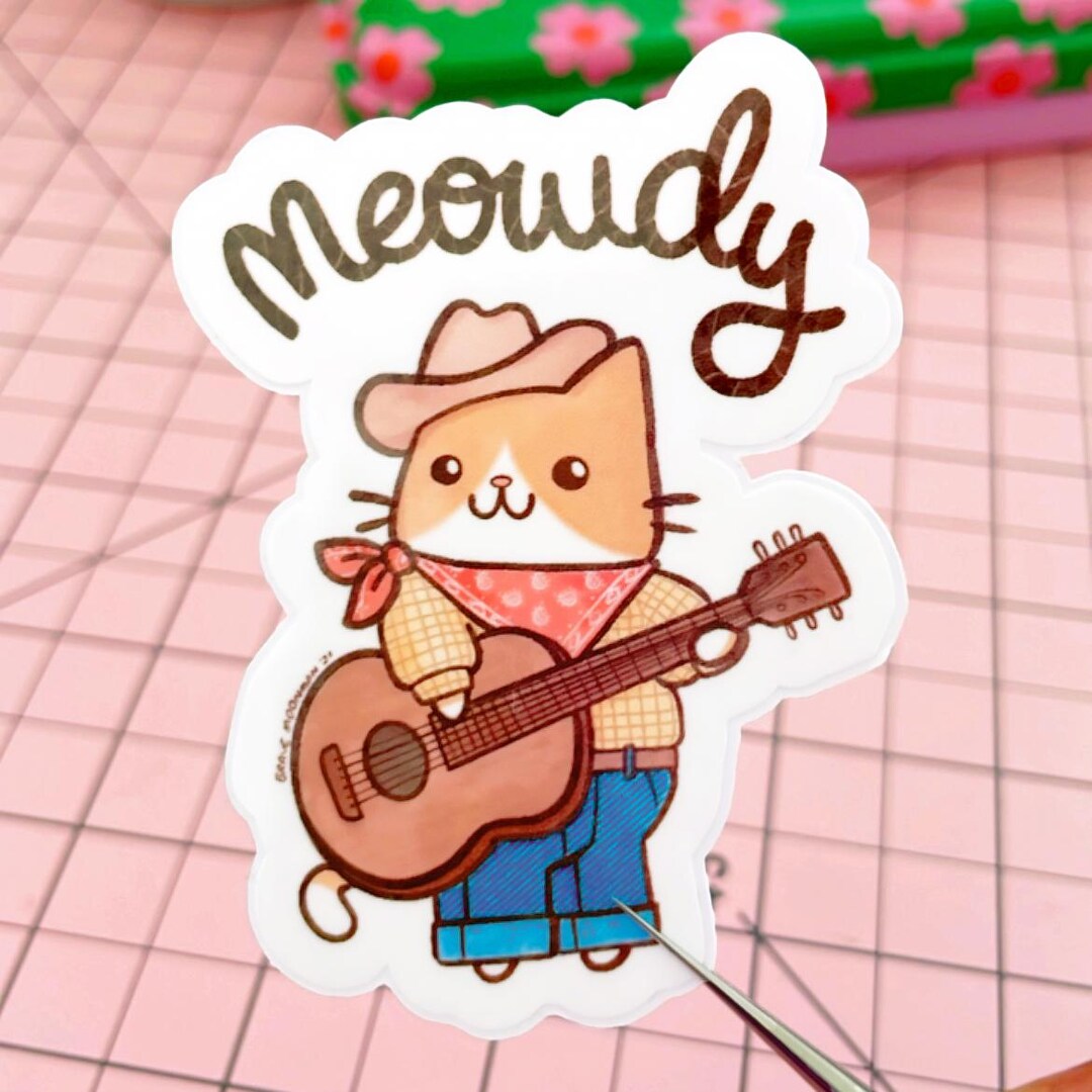 Meowdy Cowboy Cat Vinyl Sticker – Country Western Art - Etsy