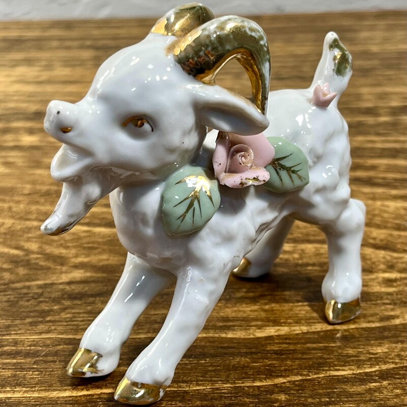 Porcelain Goat Figurine - Etsy