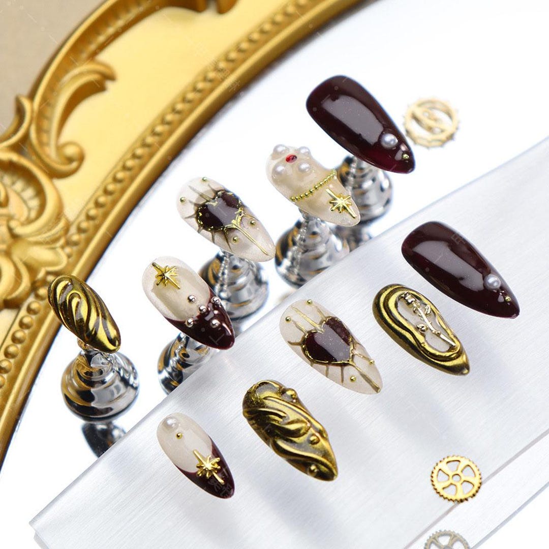 Hexagonal Star Press on Nails, Punk Press on Nails, Y2K Press on Nails ...