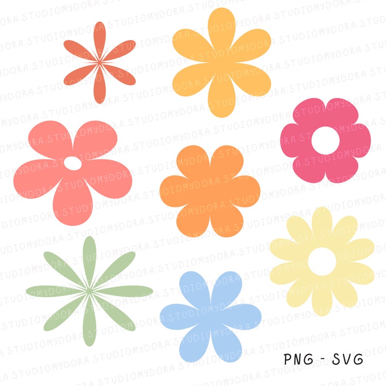 Vintage Floral SVG, Retro Floral SVG, Flower Clipart, Retro Daisy Cut ...