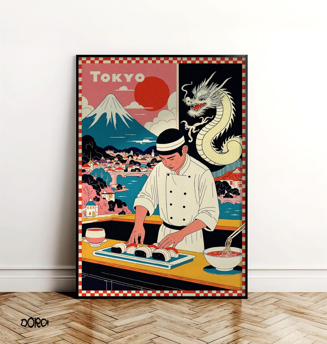 Tokyo Sushi Chef Art Print, Japanese Food Poster, Retro Japan Aesthetic ...