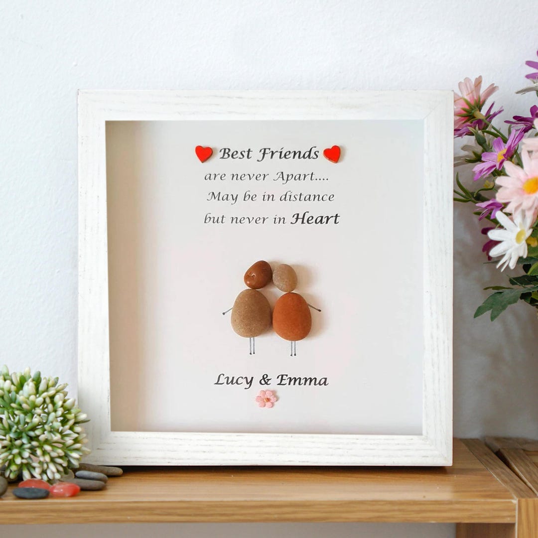 Personalised Best Friend Pebble Art, Friendship Pebble Picture Framed ...